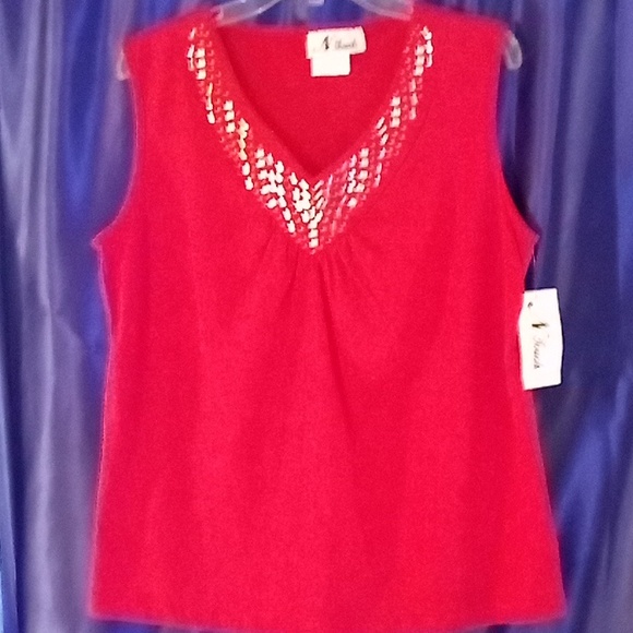 N Touch | Tops | N Touch Lg Red With Silver Design Around The Neck ...
